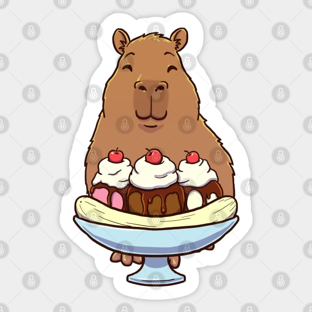 Capybara Banana Split Desert - Capybaras - Sticker | TeePublic